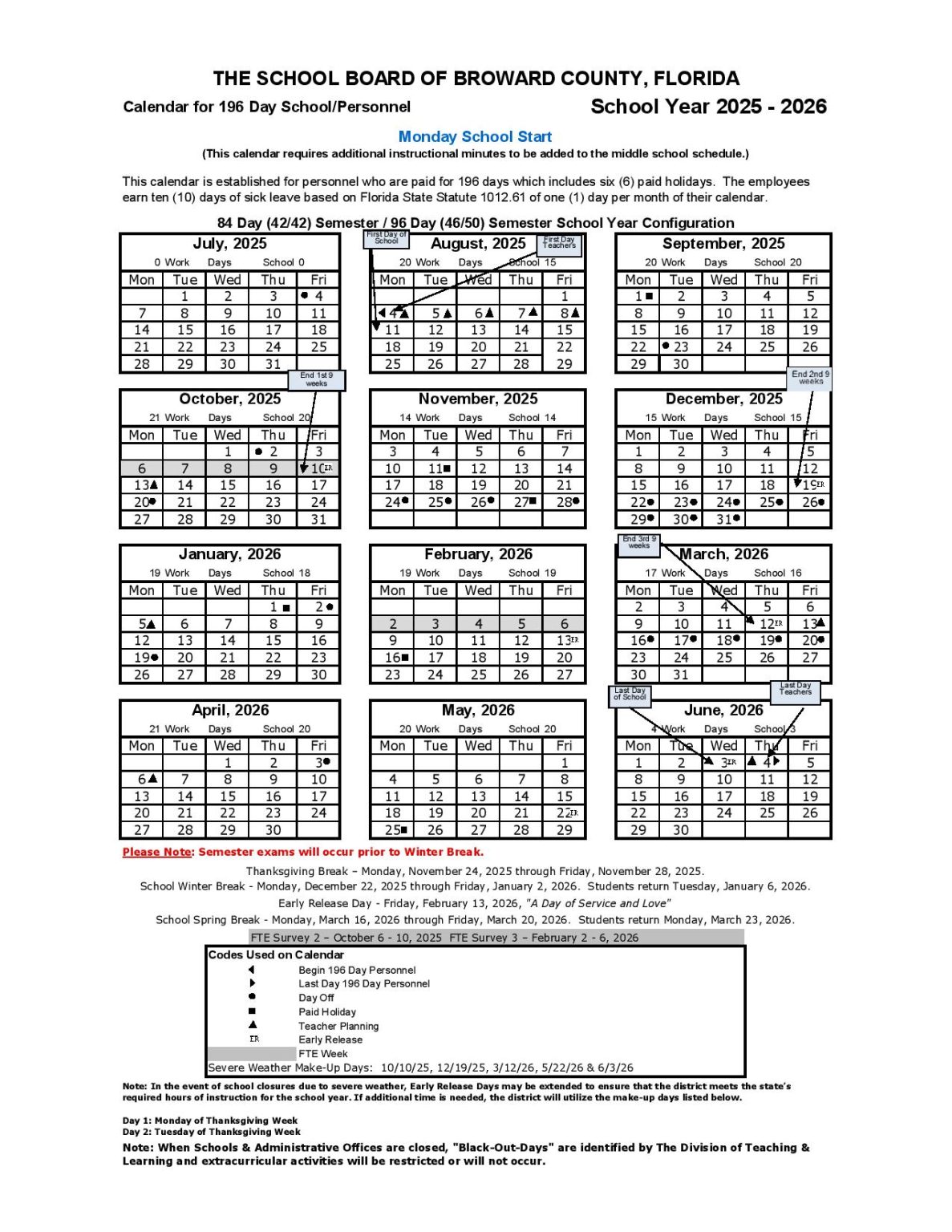 Broward County Schools Calendar 2026-2027 - Download PDF