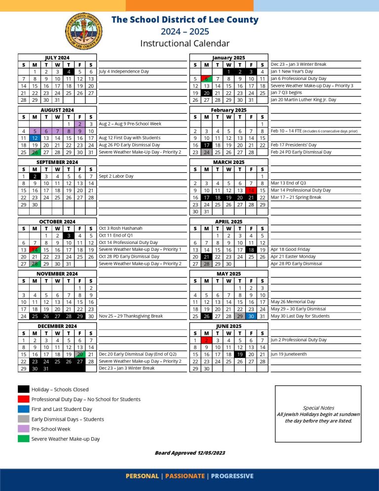 Lee County Schools Calendar 2025 | Academic Dates