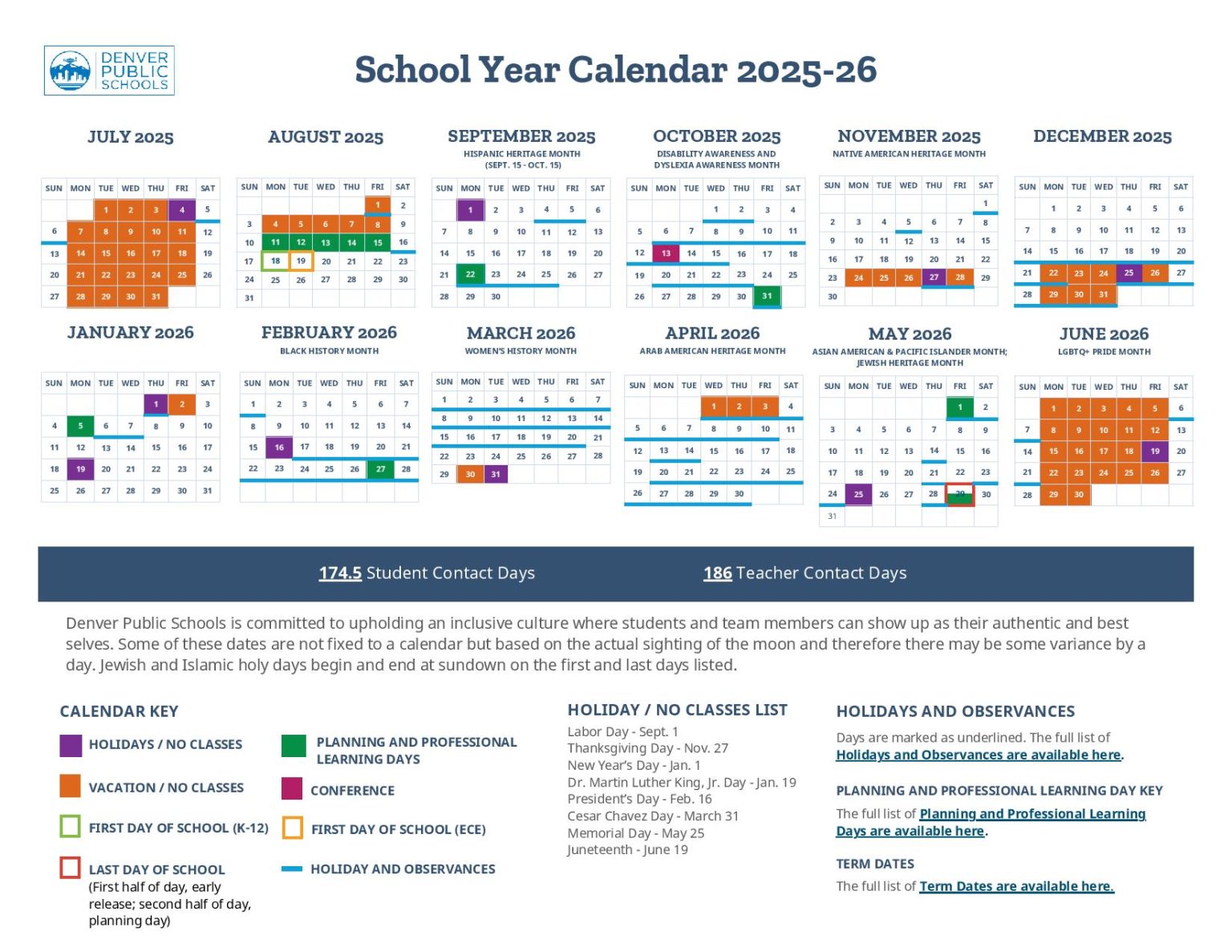 Denver Public Schools Calendar 2025-202 | DPS Holidays