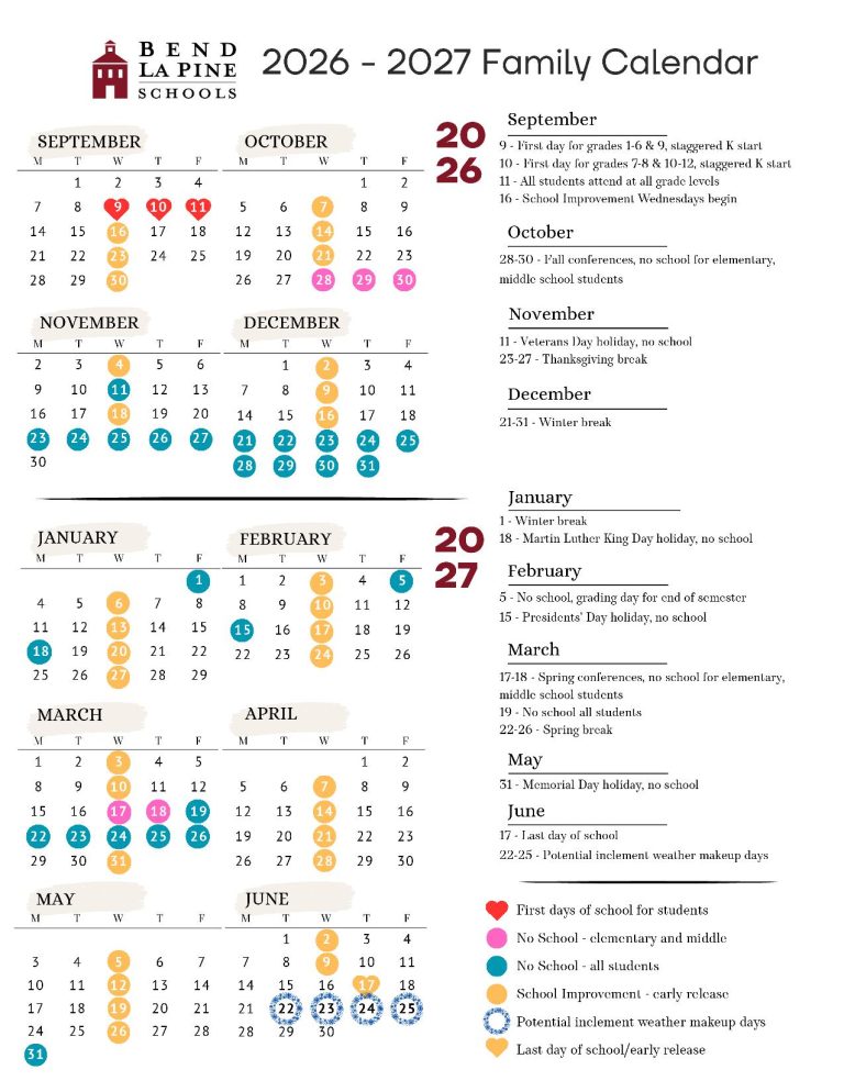 Bend Lapine School Calendar