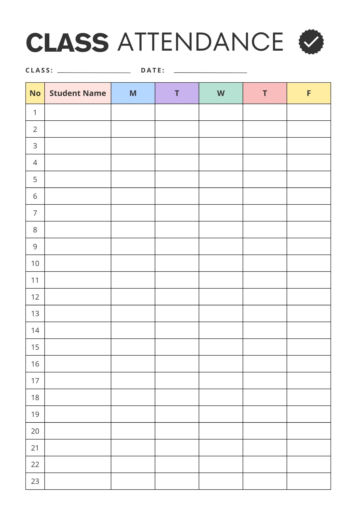 School Attendance Tracker Template - Attendance Sheet Excel