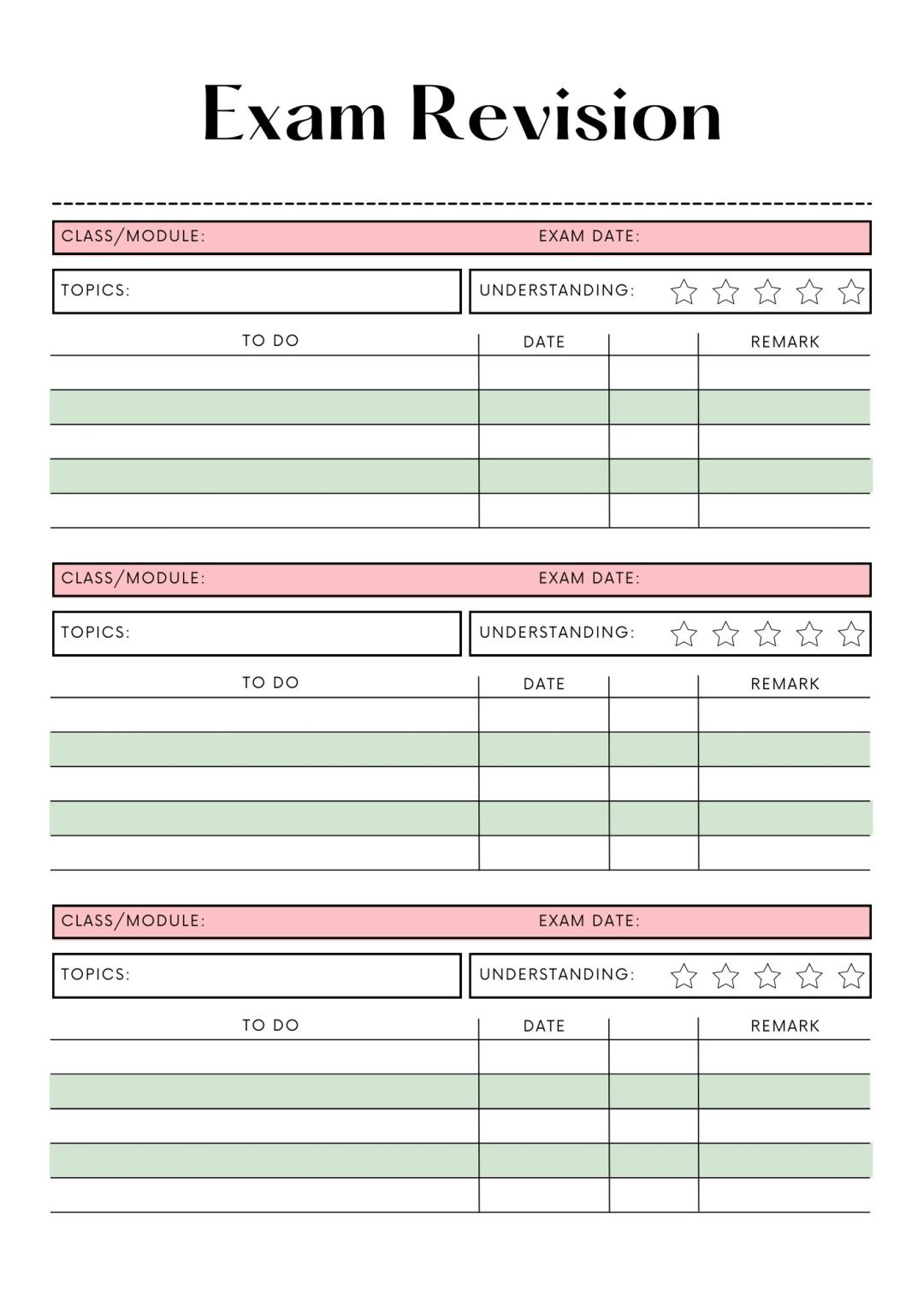 Free Exam Timetable Templates | Exam Revision Planner