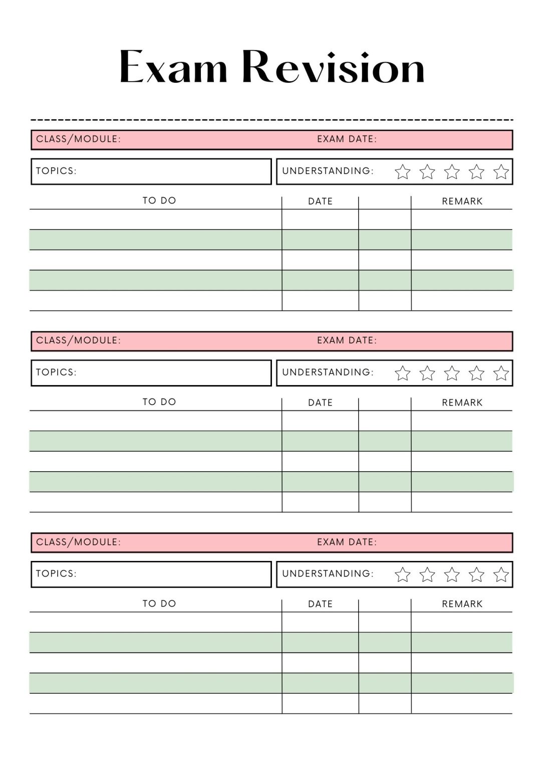 Free Exam Timetable Templates | Exam Revision Planner