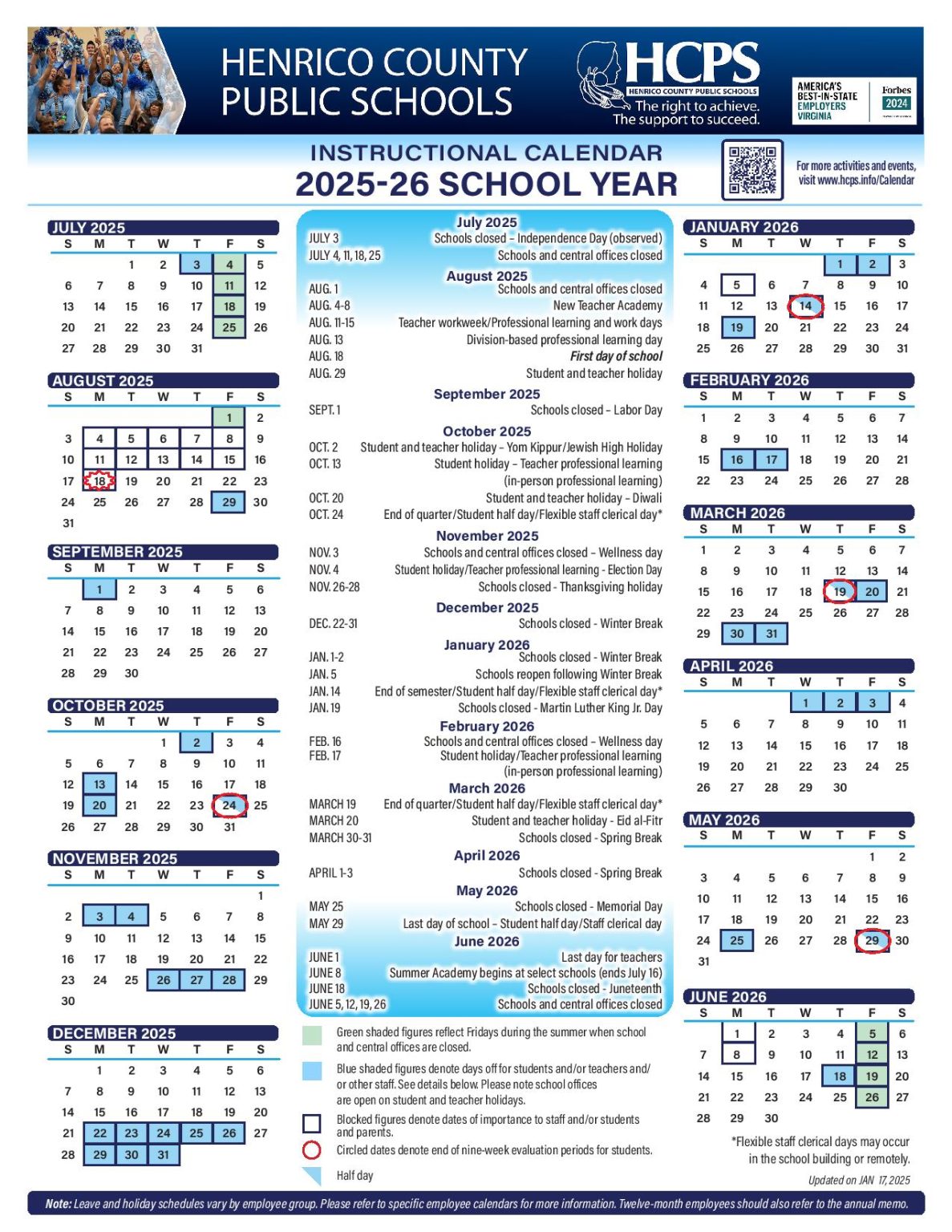 Henrico County Public Schools Calendar 2026-2027 | Holidays