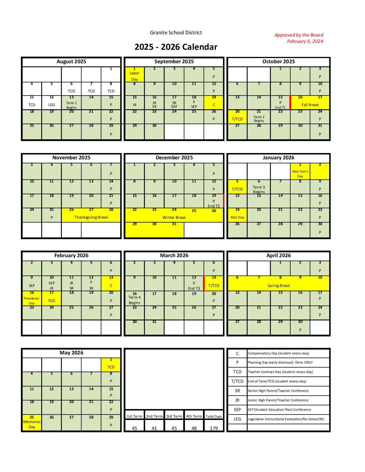 Granite School District Calendar 2026-2027 | Holidays