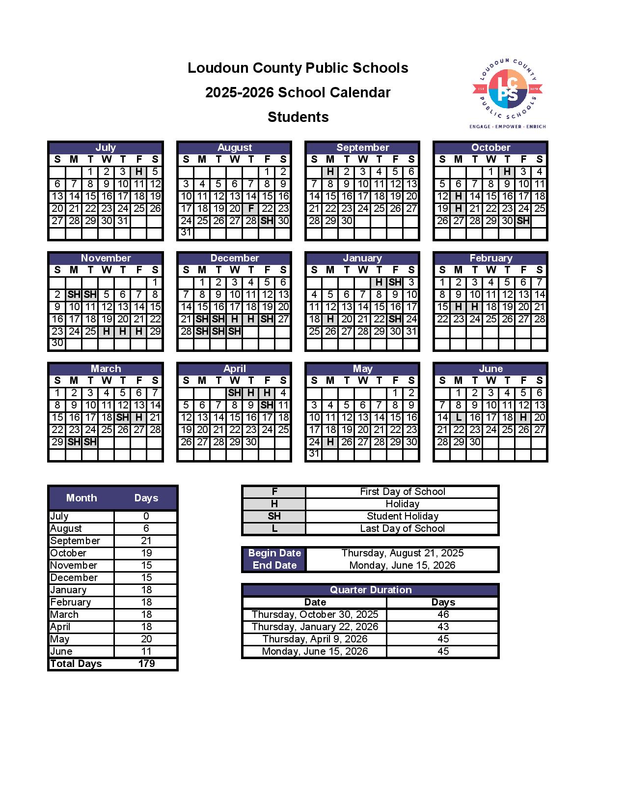 Loudoun County Public Schools Calendar 2025-2026 | Holidays