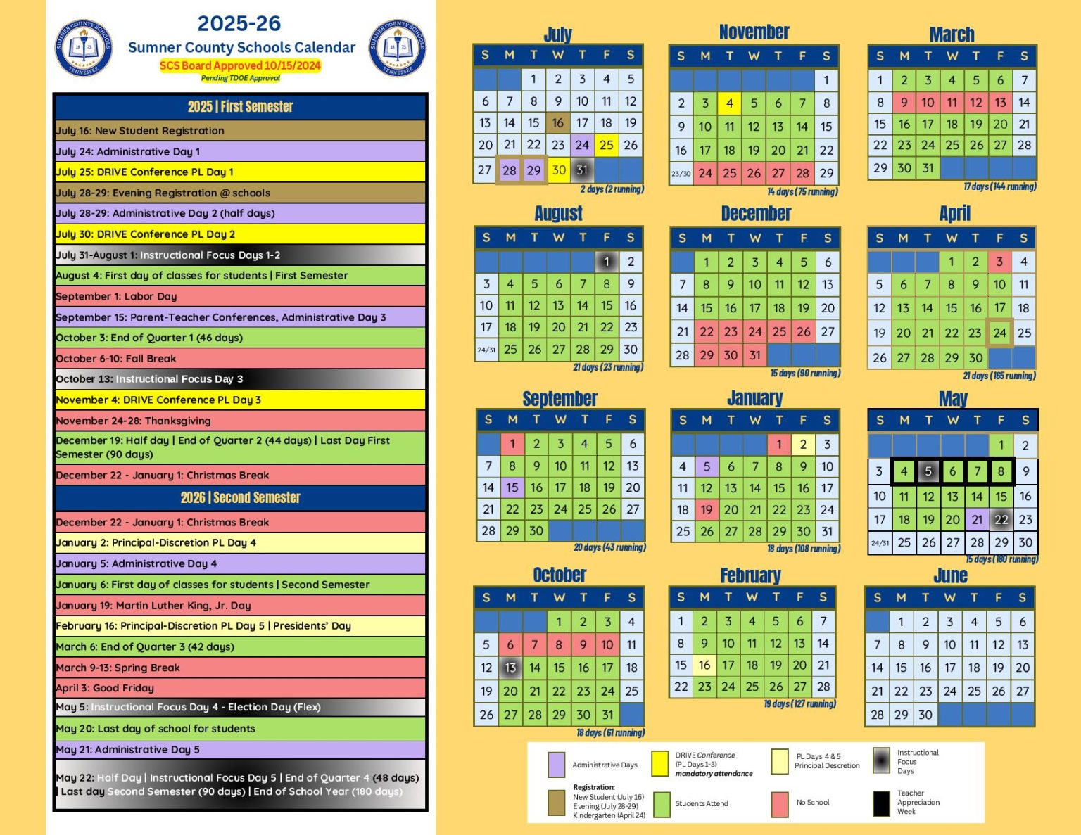 Sumner County Schools Calendar 2025-2026 | Holidays