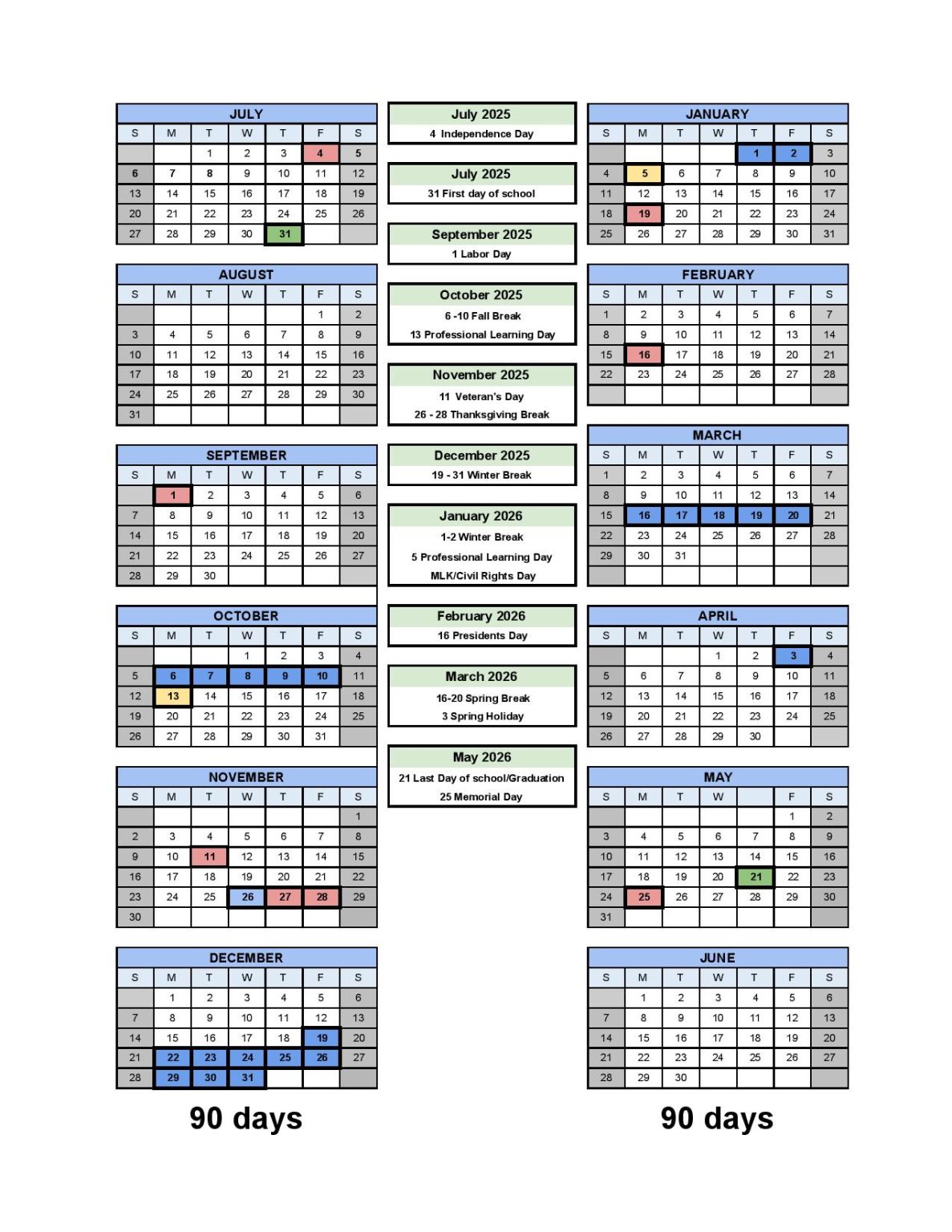 Mesa Public Schools Calendar 2026-2027 | Holidays