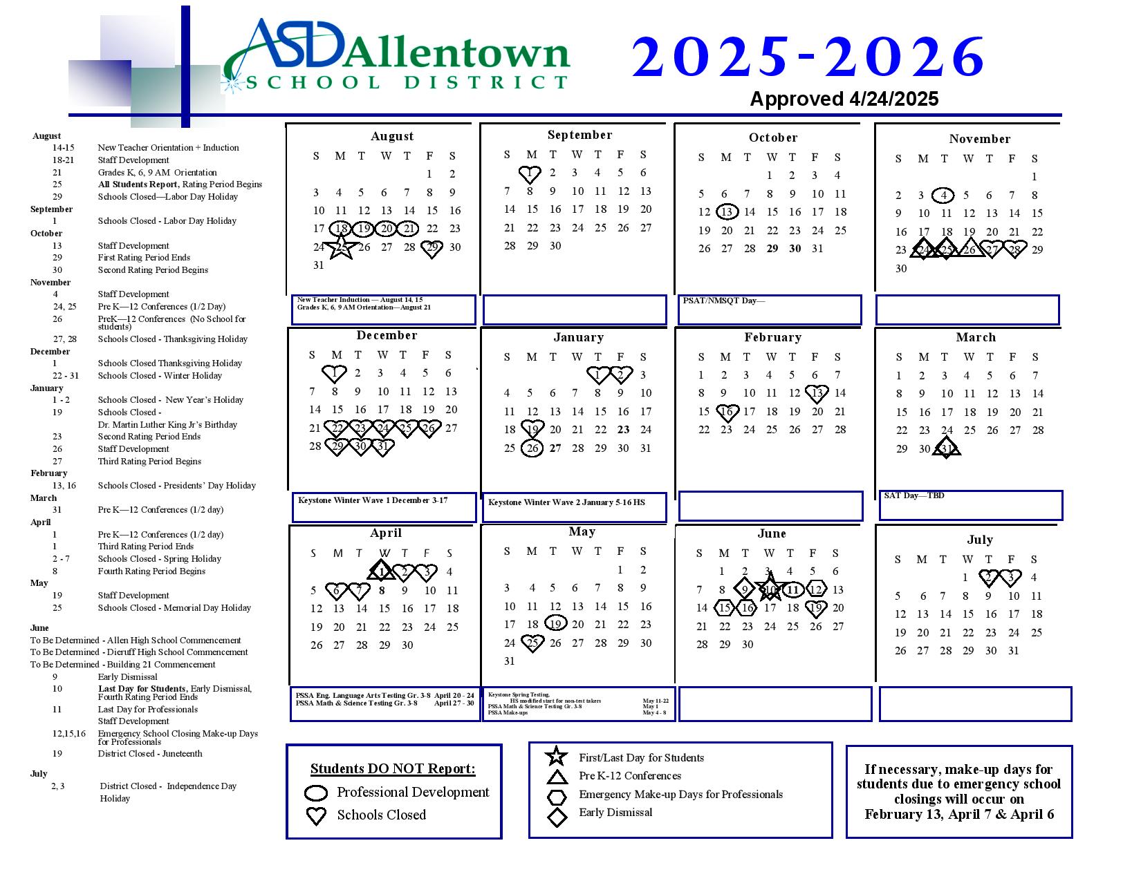 Allentown School District Calendar 2025-2026 | Download Now