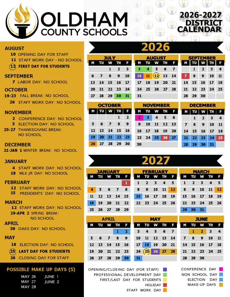 Oldham County Schools Calendar 2026-2027 | Download Now
