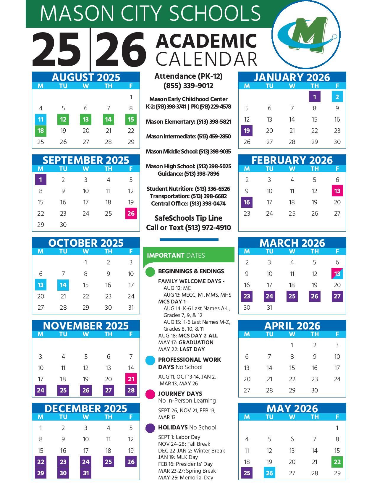 Mason City Schools Calendar 2025-2026 | Download Now