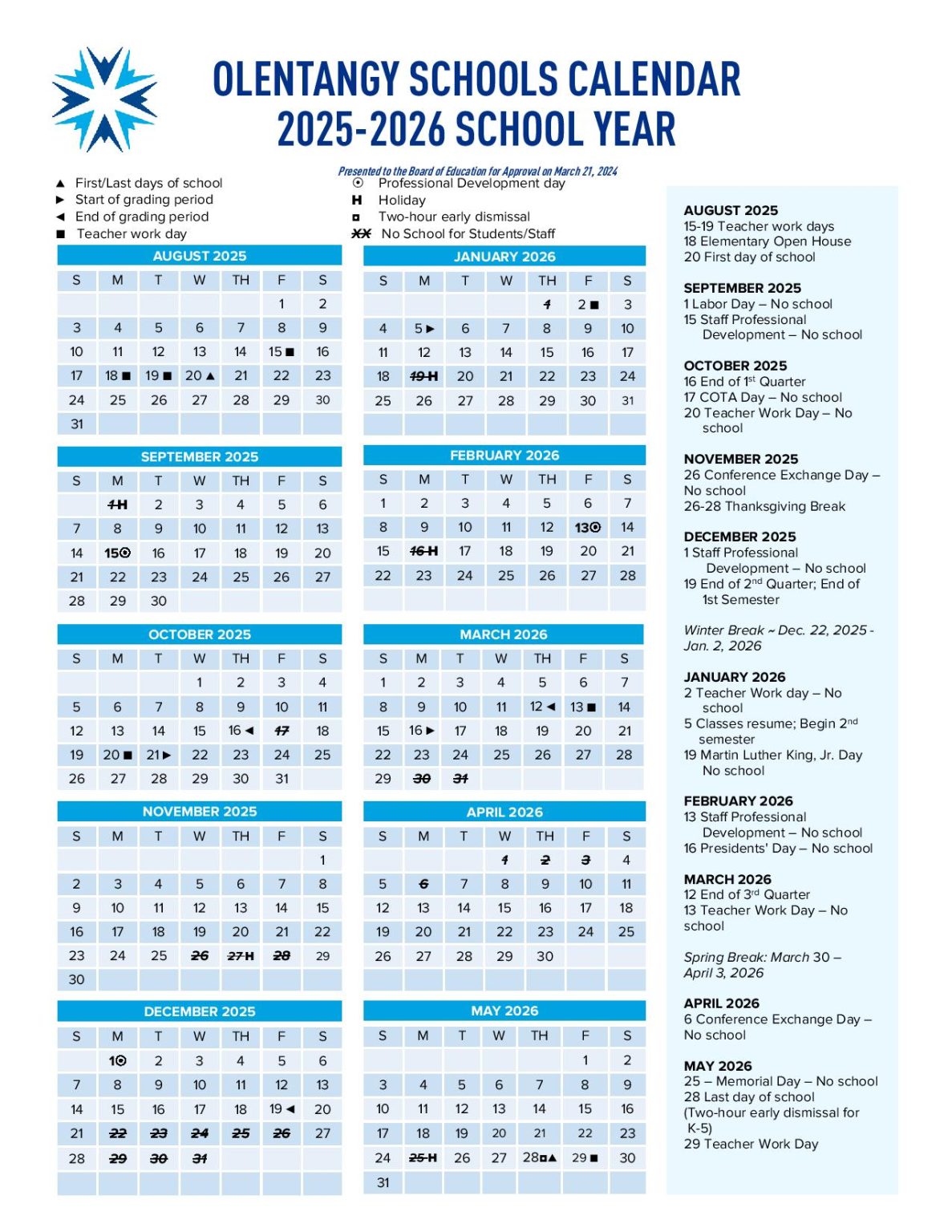 Olentangy Local School District Calendar 2025-26 | Download