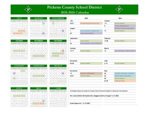 Pickens County Schools Calendar 2025-2026 | Georgia