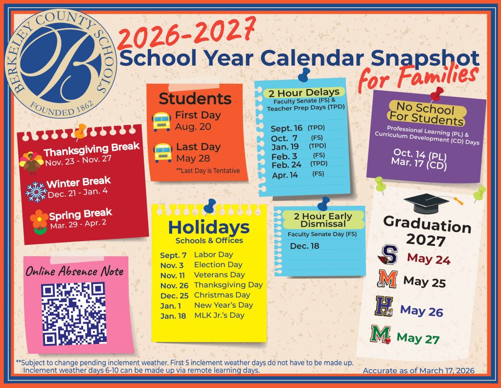 Berkeley County Schools Calendar 2026-2027 | Download