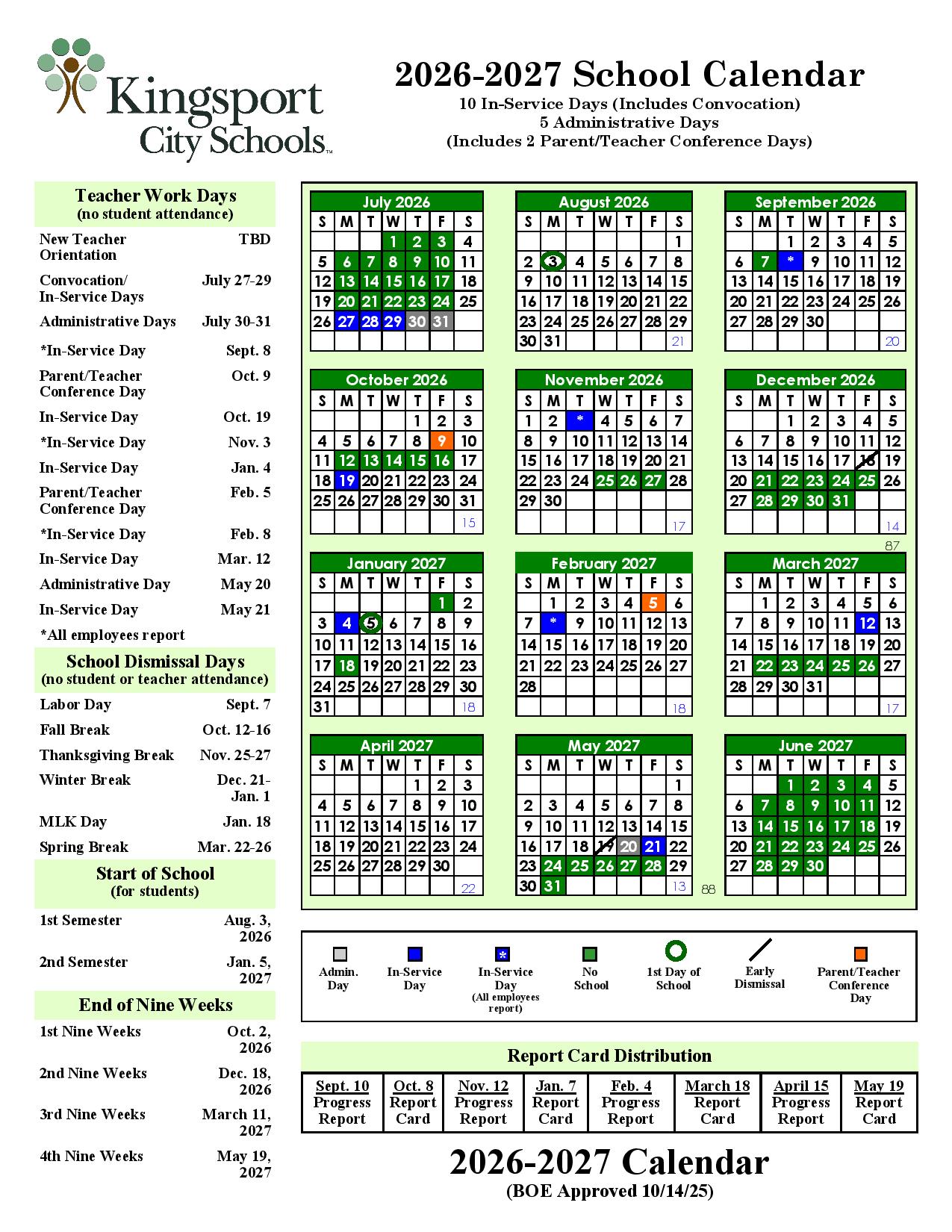 Kingsport City Schools Calendar 2026-2027 | Download Now